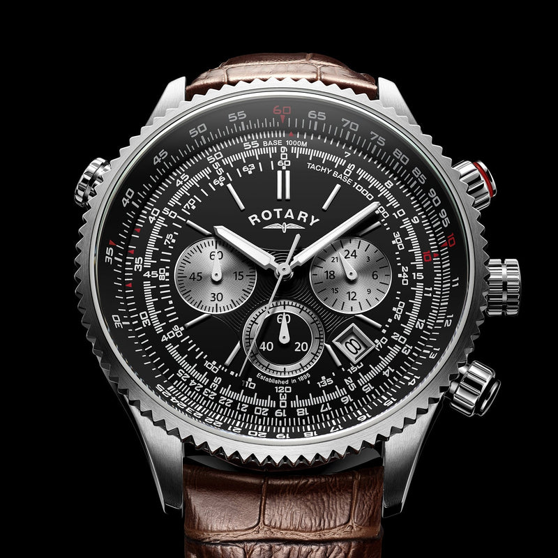 Rotary Pilot Chronograph Watch - GS00100/04/BRN